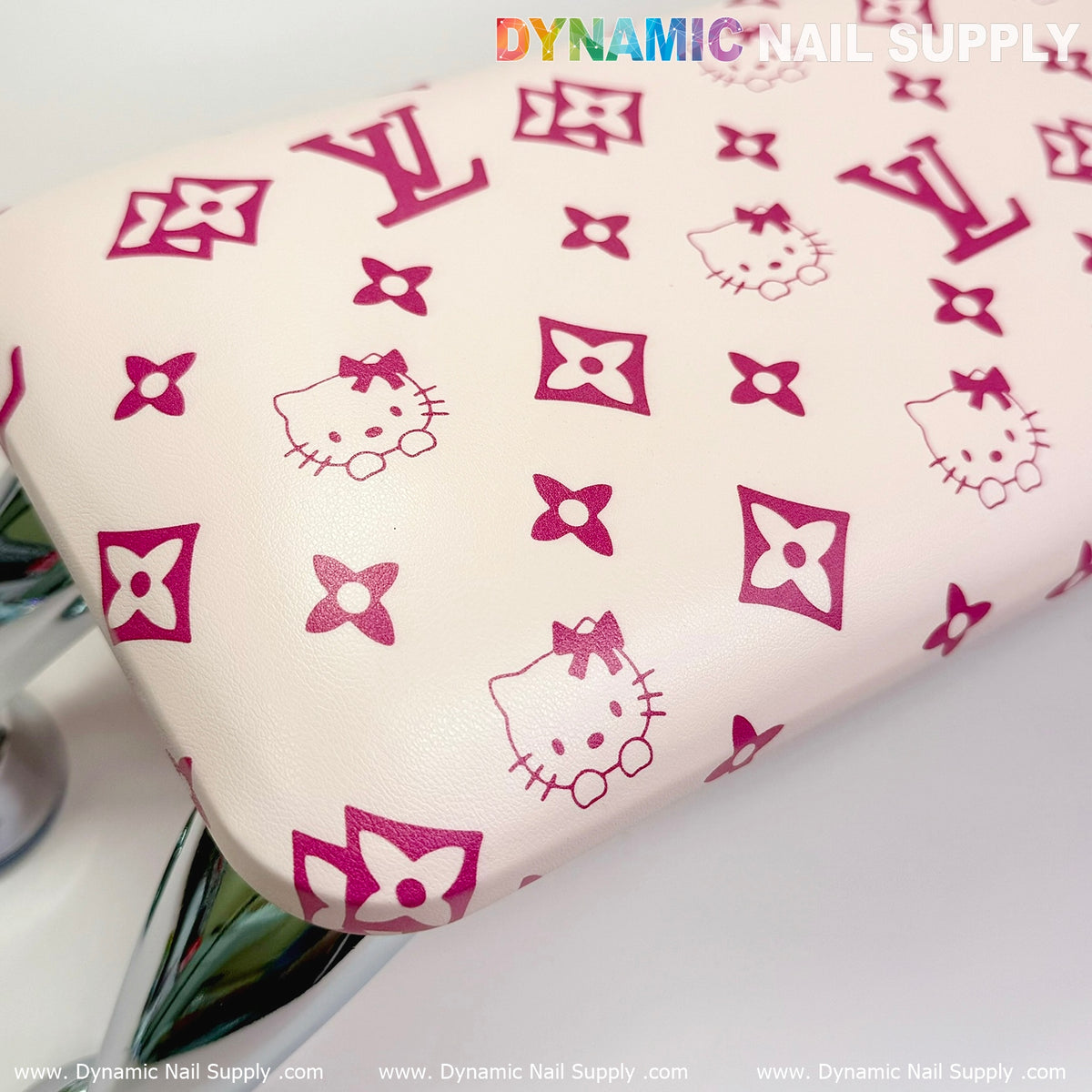 (Cute Pink Kitty LV) Leather Armrest with Cushion Pillow for Pedicure ...
