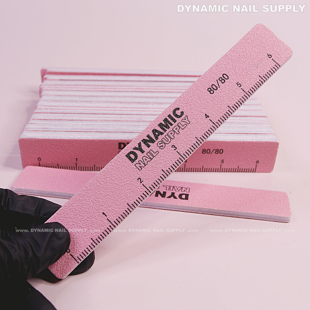 Square Nail files Grit 80/80 Coarse - Pack 25 - Pink - Double-side wit ...