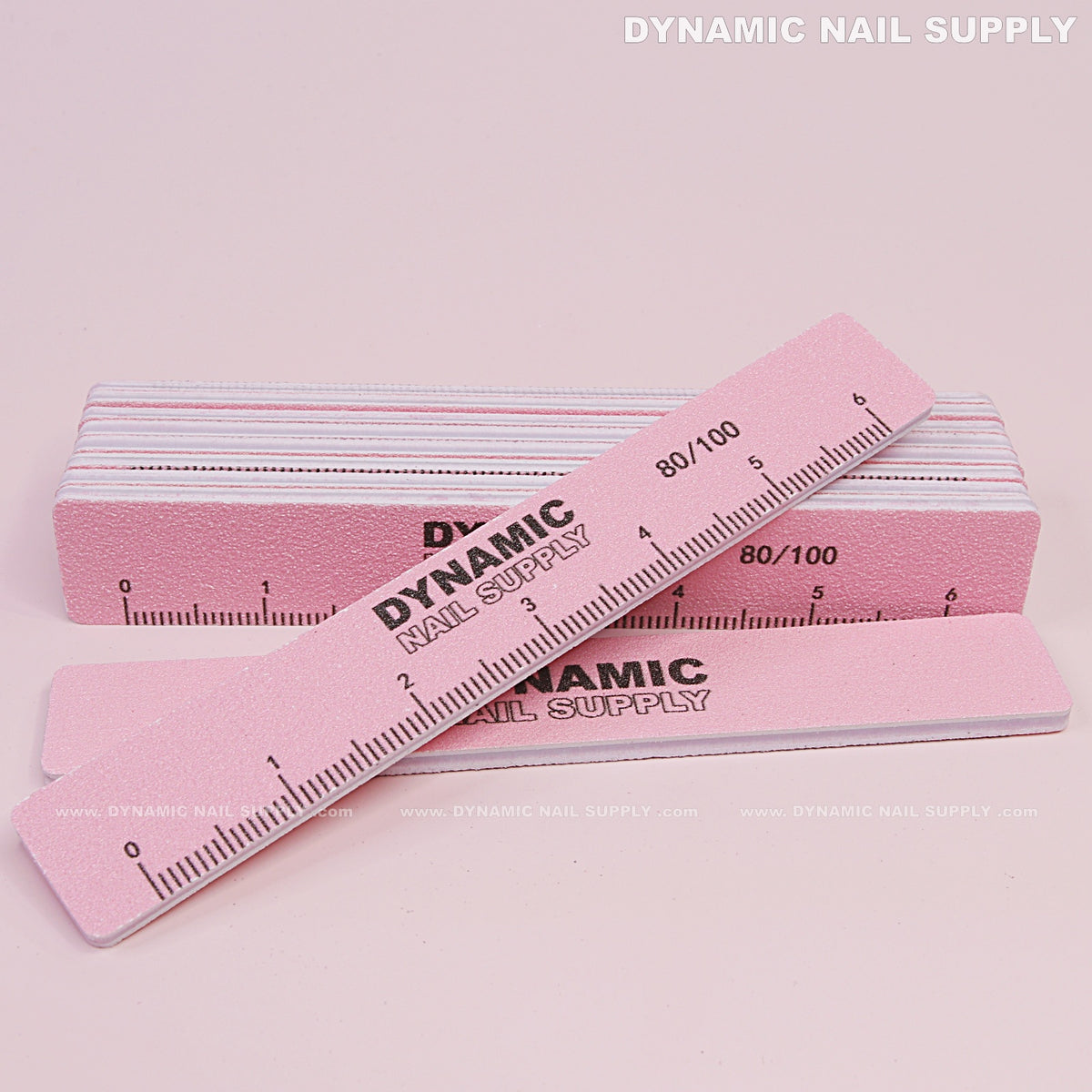 Square Nail files Grit 80/100 - Pack 10 - Pink hand file with Double-s ...