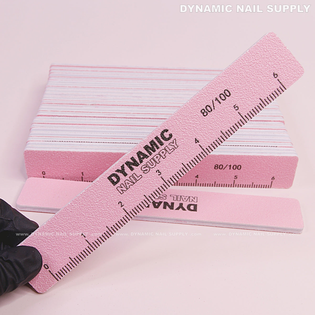 Square Acrylic-Nail files Grit 80/100 - Pack 25 - Pink Double-side wit ...
