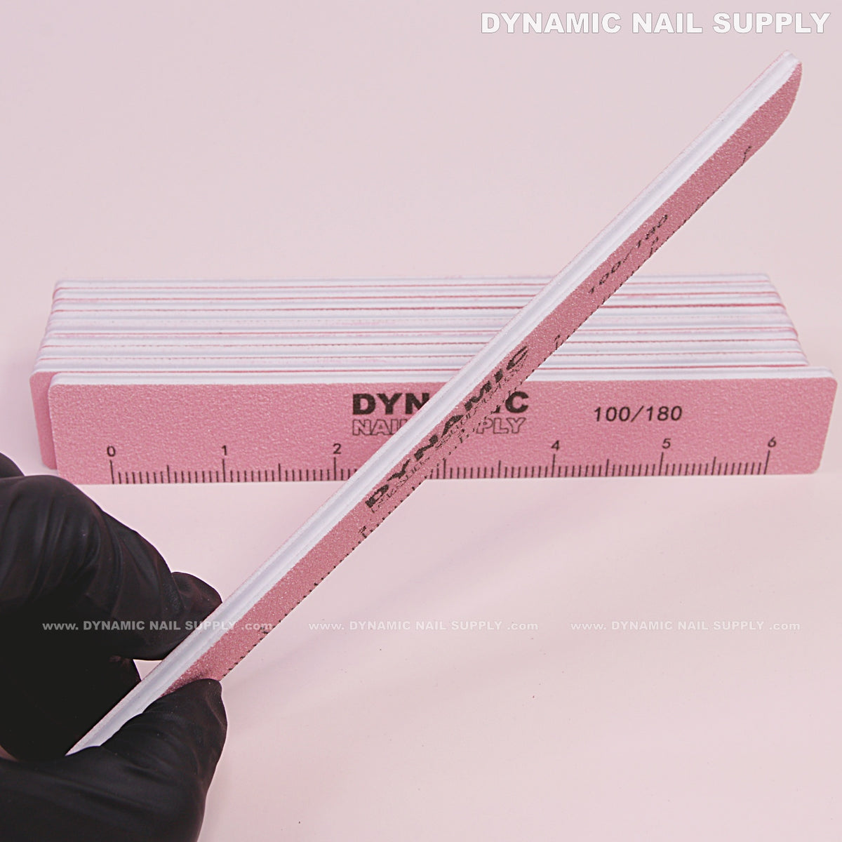 Square Acrylic Nail files Grit 100/180 - Pack 10 - Pink Double-side wi ...