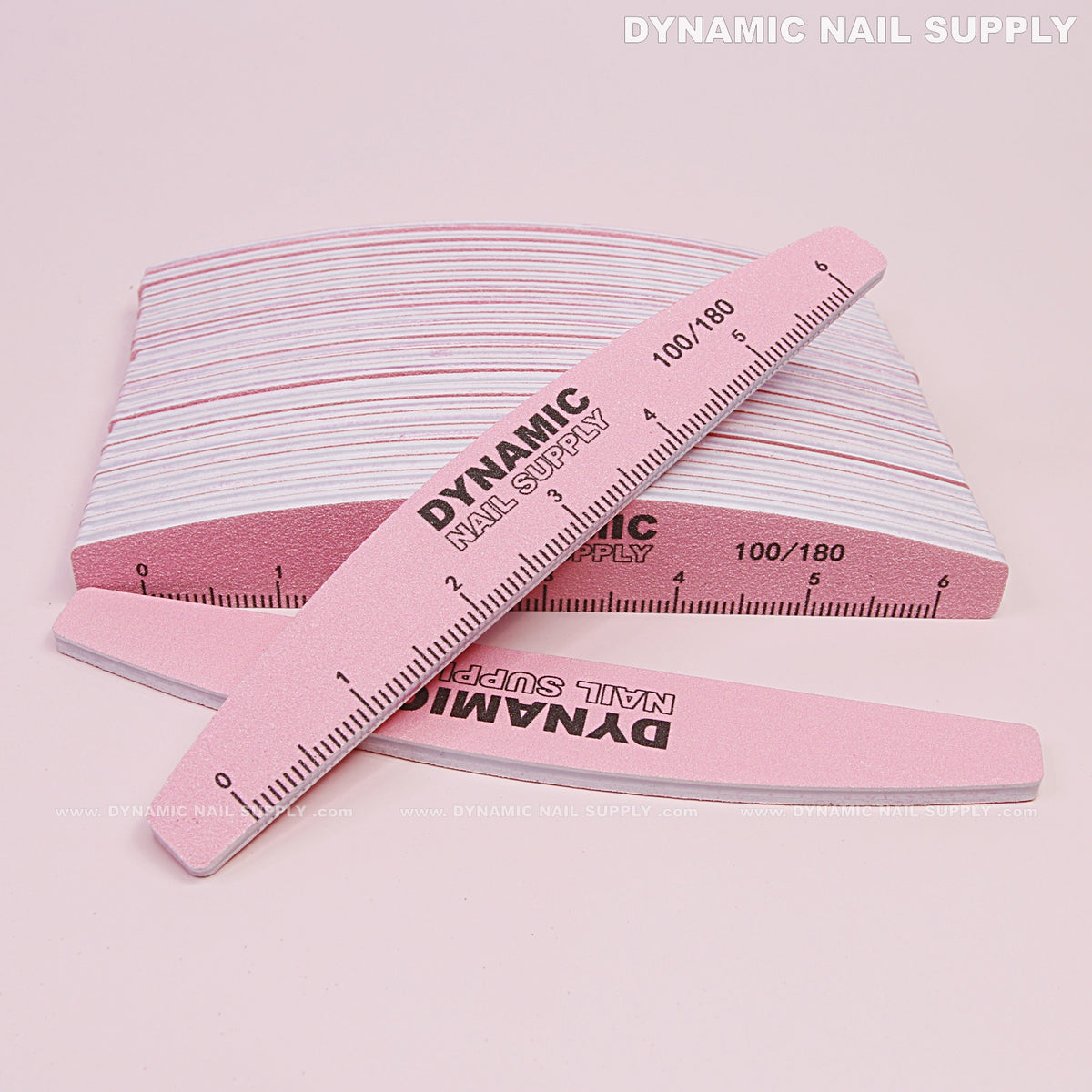 Half-moon Acrylic-Nail files Grit 100/180 - Pack 25 - Pink Double-side ...