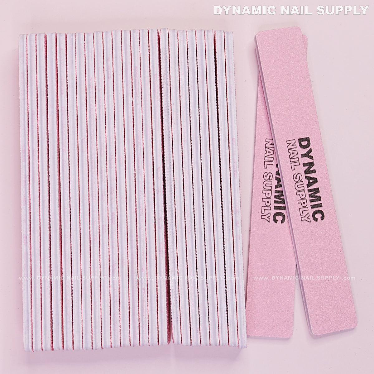 Square Acrylic-Nail files Grit 80/100 - Pack 25 - Pink Double-side wit ...
