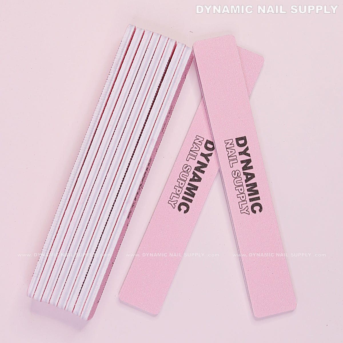 Square Nail files Grit 80/80 Coarse - Pack 10 - Pink - Double-side wit ...