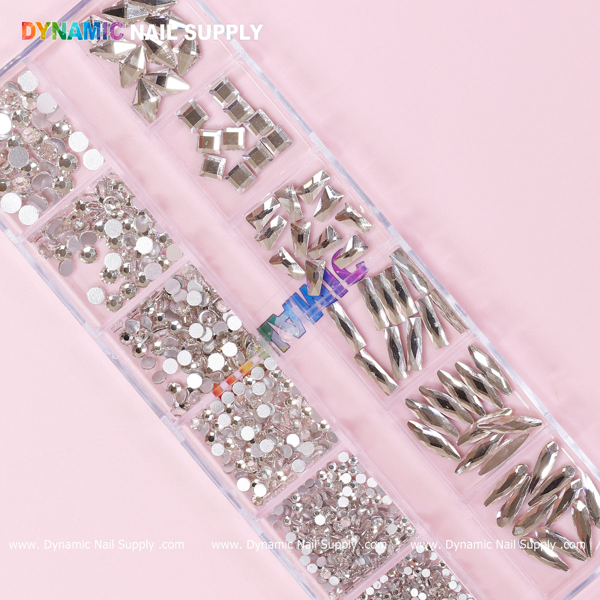 Sparkling Clear White Mini Multiple Shapes Nail Rhinestones (180 pcs ...
