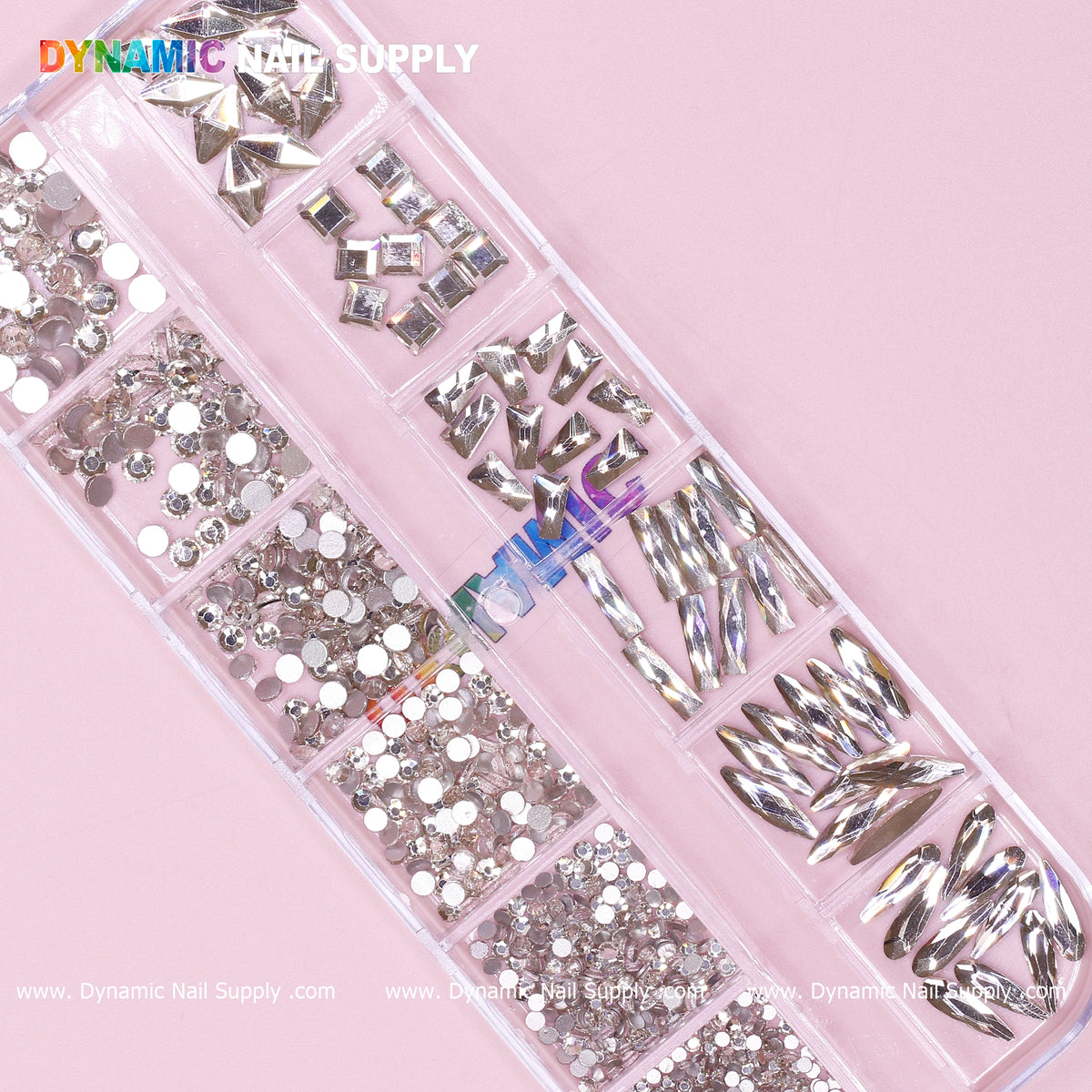 Sparkling Clear White Mini Multiple Shapes Nail Rhinestones (180 pcs ...