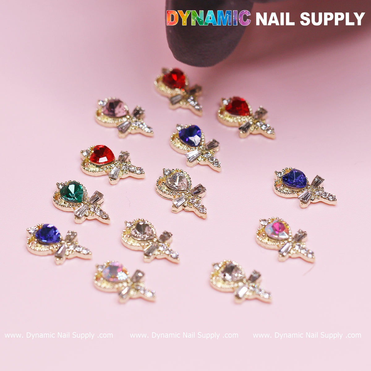 20 pcs Magic Wand with Heart rhinestones Charm (Mixed Colors) for Vale ...
