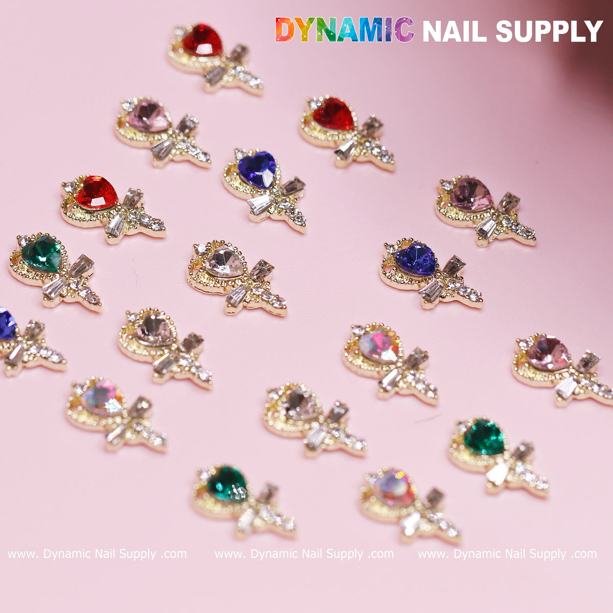 20 pcs Magic Wand with Heart rhinestones Charm (Mixed Colors) for Vale ...