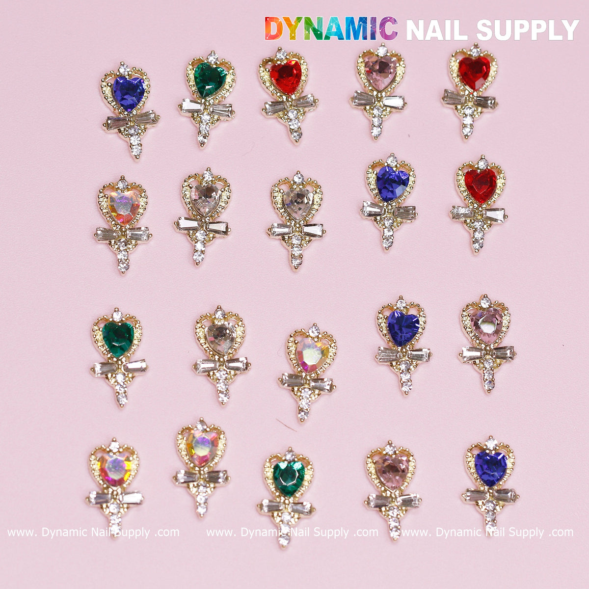 20 pcs Magic Wand with Heart rhinestones Charm (Mixed Colors) for Vale ...