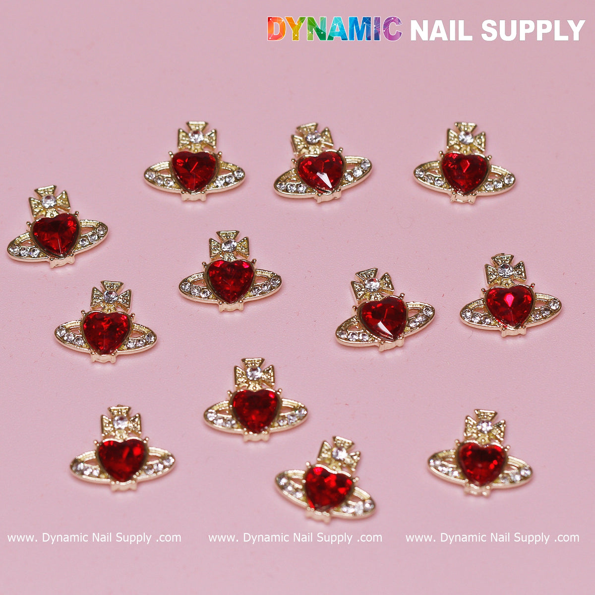 12 pcs Vivienne Westwood Vintage Red Heart Charms for Nails art design ...