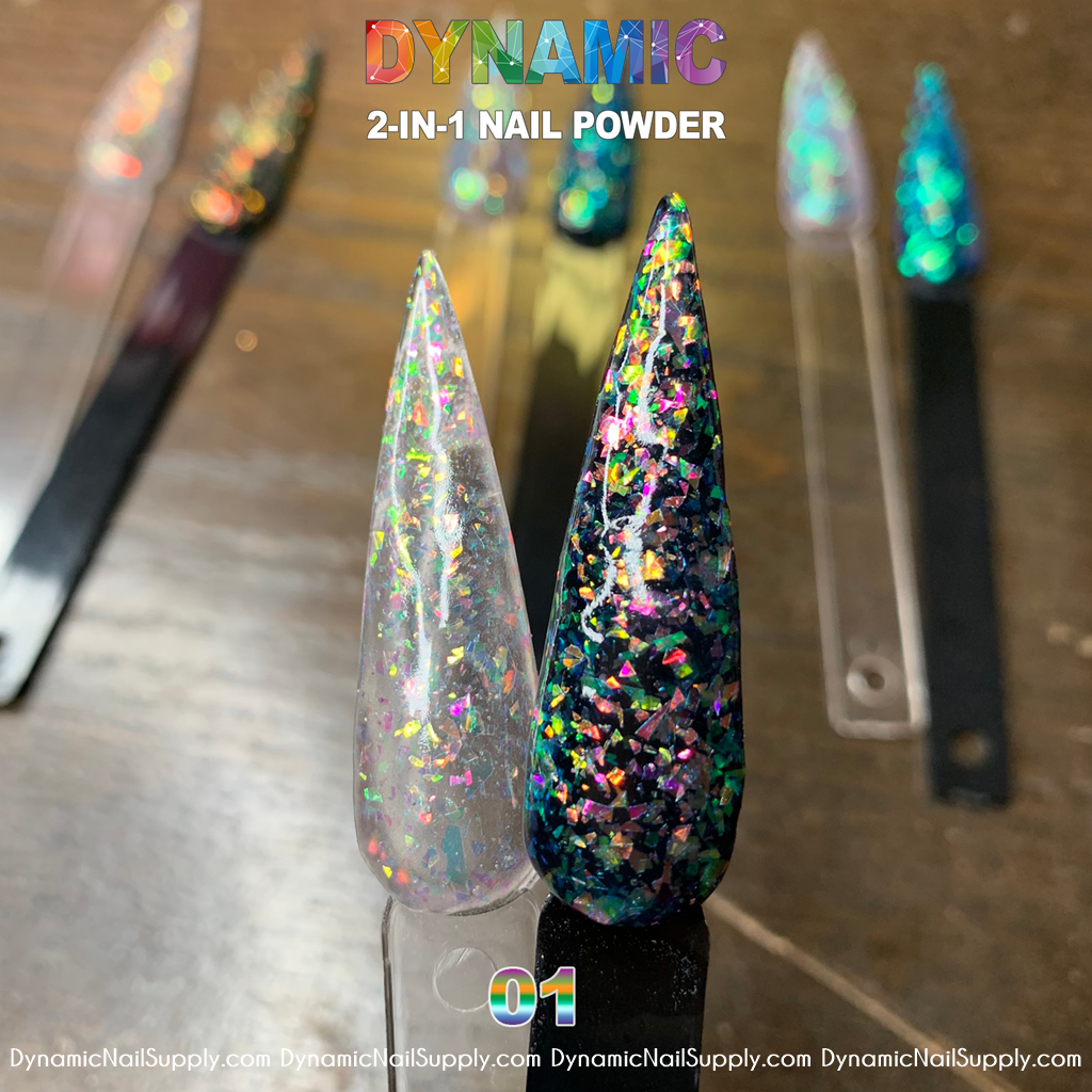 Iridescent and Shifting Color Random Shape Glitter Acrylic 2-in-1 Nail ...