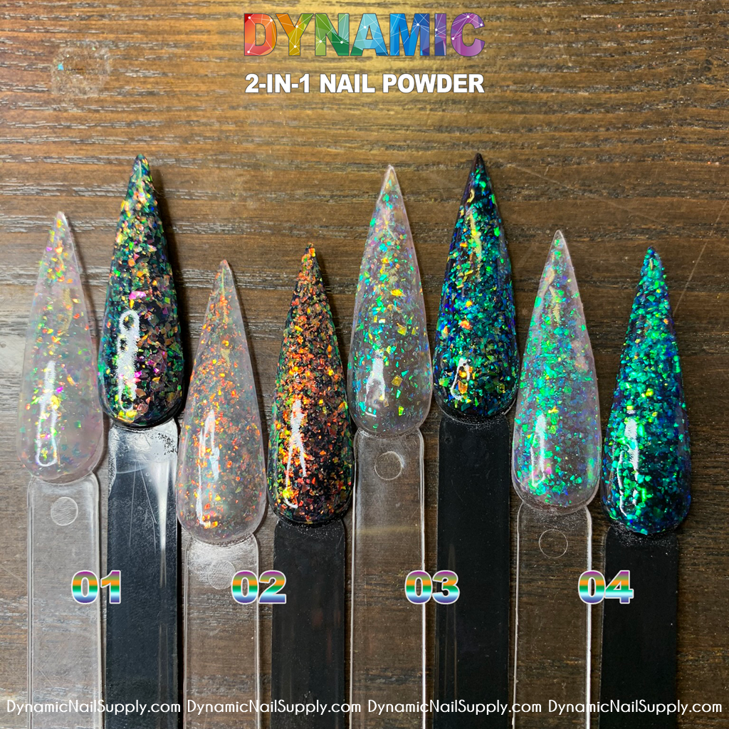 Iridescent and Shifting Color Random Shape Glitter Acrylic 2-in-1 Nail ...