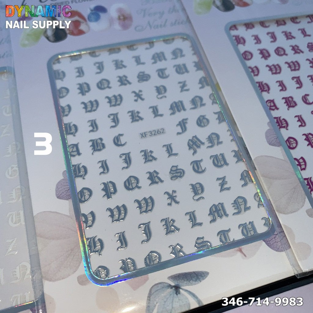 Old English Letters sticker for Nail Art Design – Dynamic Nail Supply