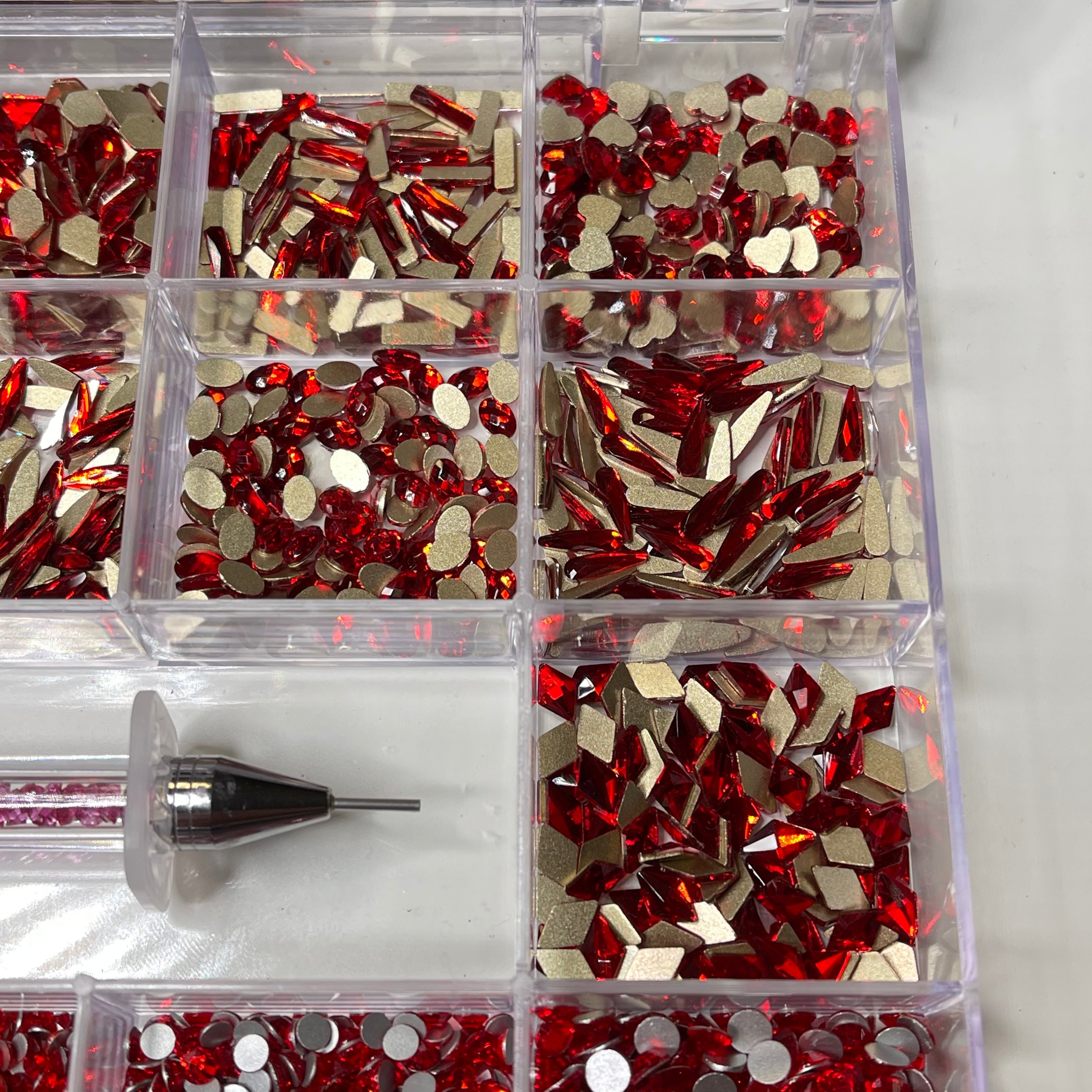 Red Crystal Rhinestone Set - Multi Shape Rhinestones - 20 different sh ...