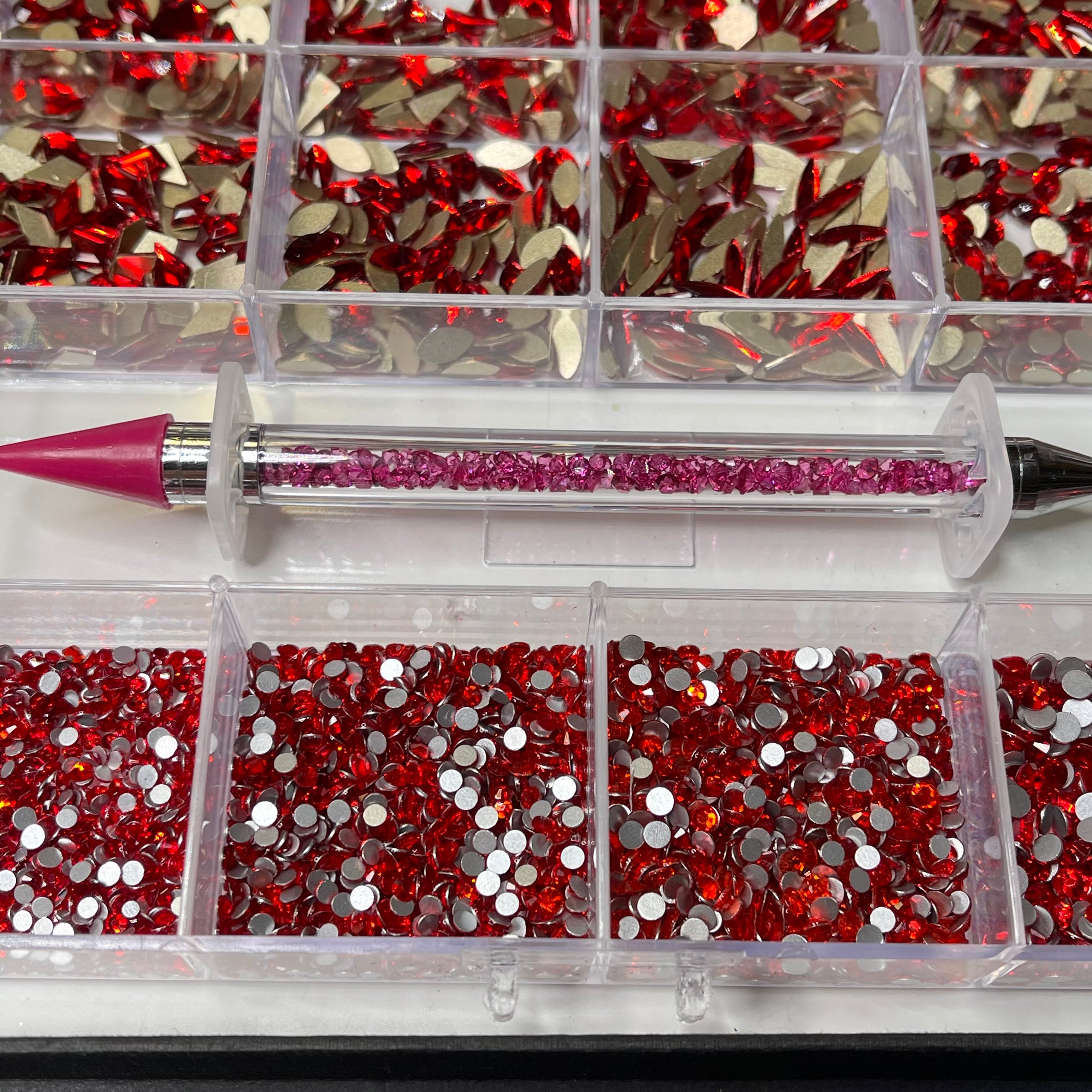 Red Crystal Rhinestone Set - Multi Shape Rhinestones - 20 different sh ...