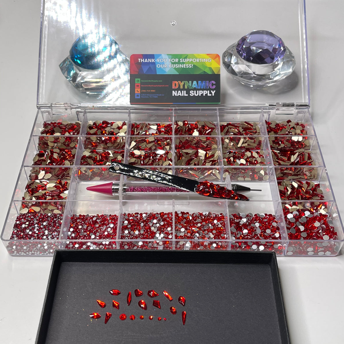 Red Crystal Rhinestone Set - Multi Shape Rhinestones - 20 different sh ...