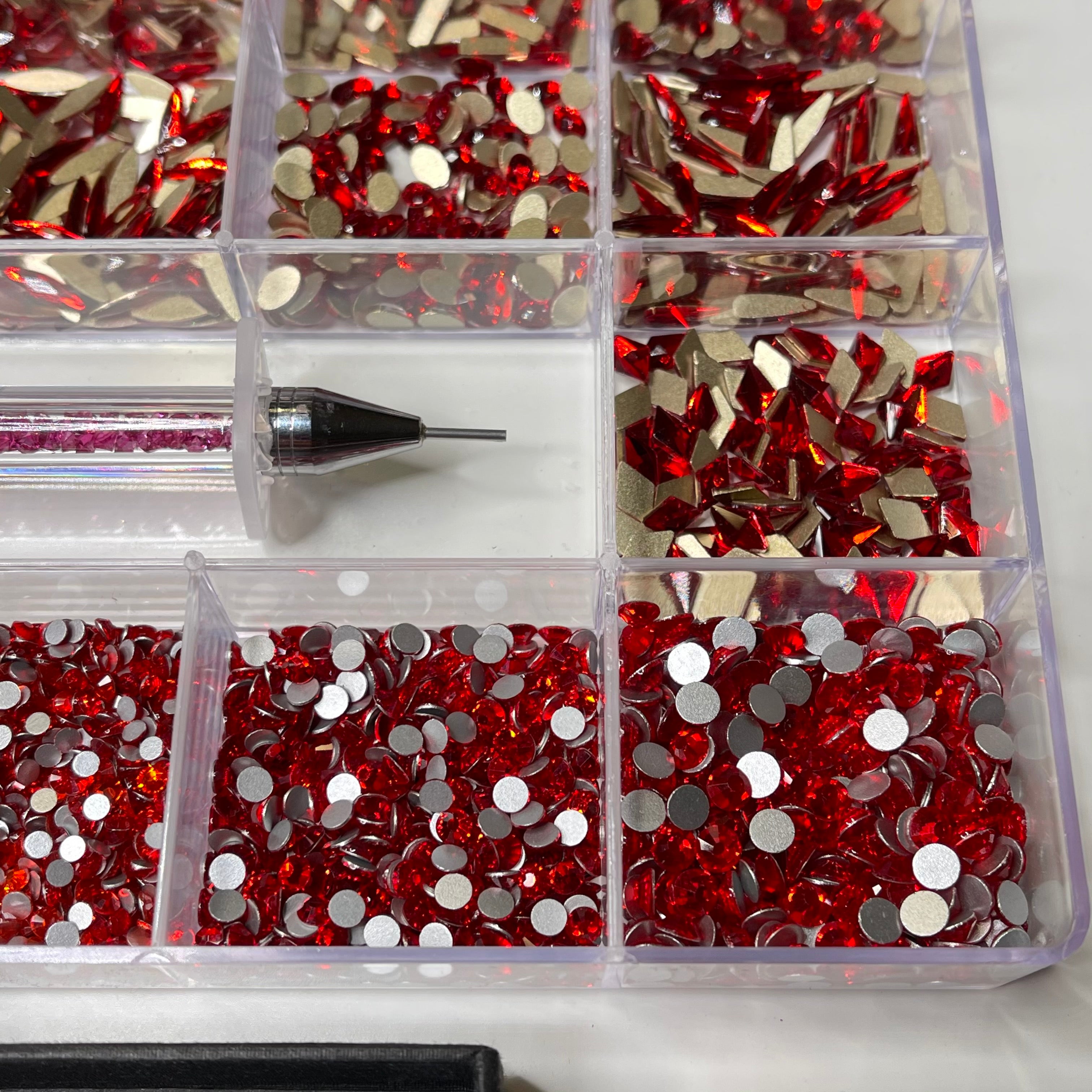 Red Crystal Rhinestone Set - Multi Shape Rhinestones - 20 different sh ...