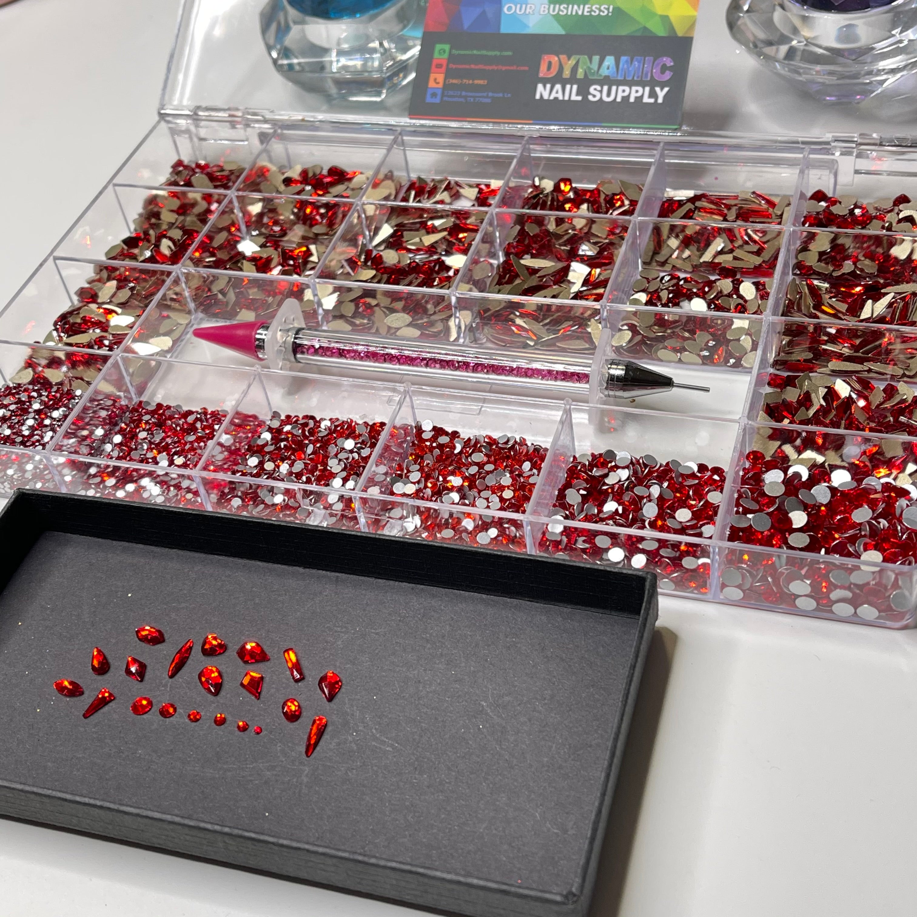 Red Crystal Rhinestone Set - Multi Shape Rhinestones - 20 different sh ...