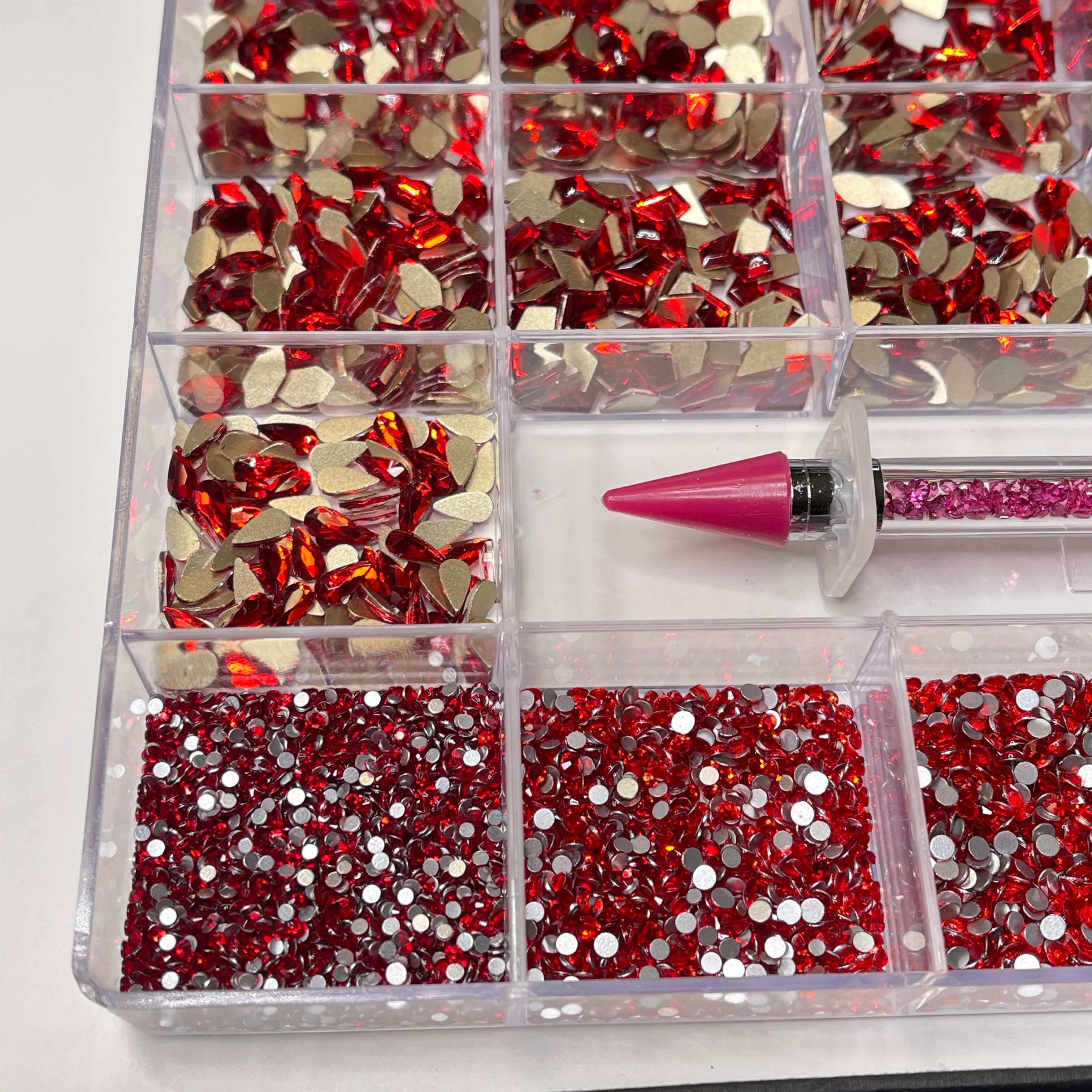 Red Crystal Rhinestone Set - Multi Shape Rhinestones - 20 different sh ...