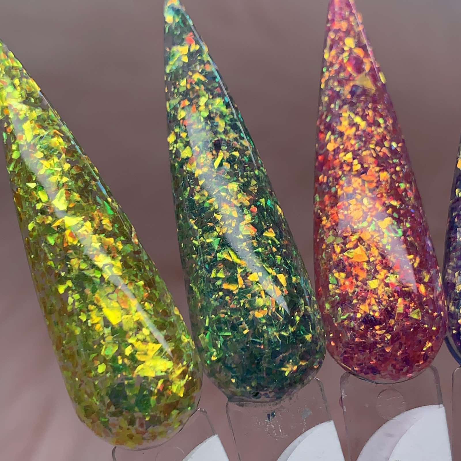 Rainbow Flakes Acrylic Powder Collection with High-sparkling iridescen ...